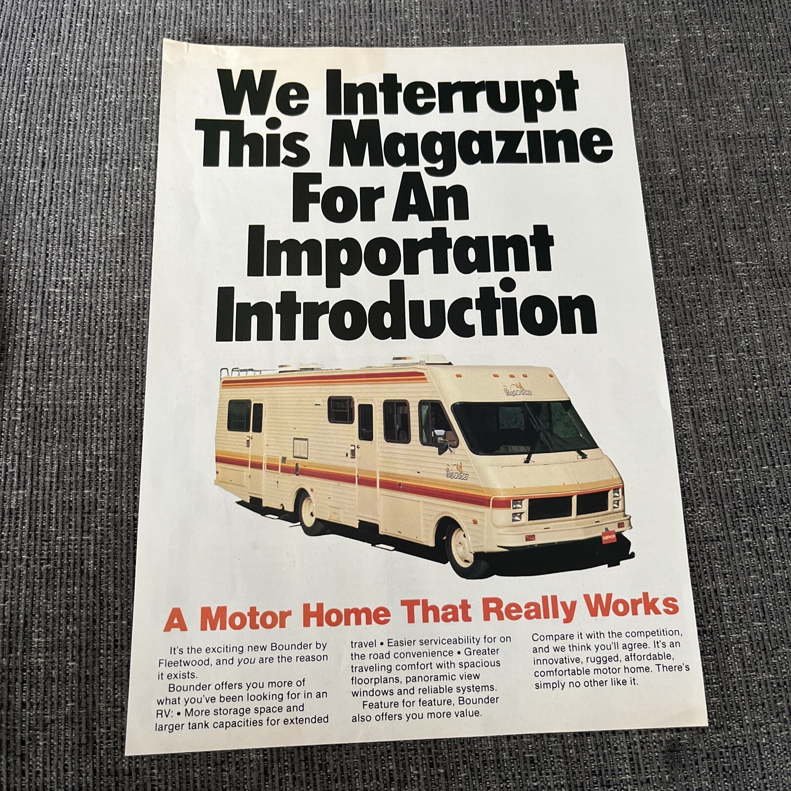 1986 Bounder Motorhome RV Advertisement Fleetwood Breaking Bad Camper ...