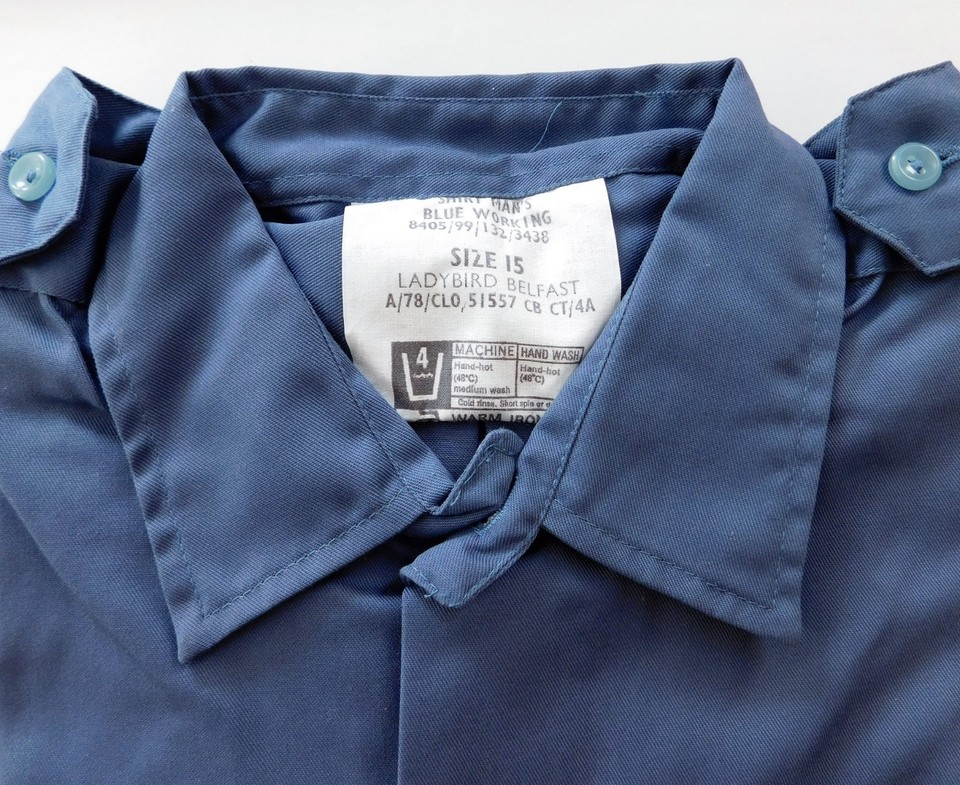 Vintage 1970s RAF working shirt mens air force uniform Blue size 15 ...