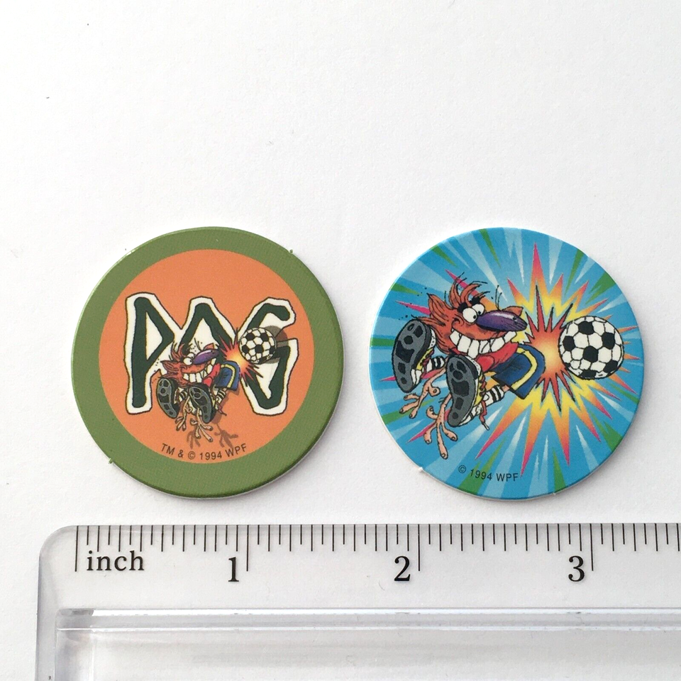 2x POG Milk Caps Pogman Playing Soccer Sports World Pog Federation ...