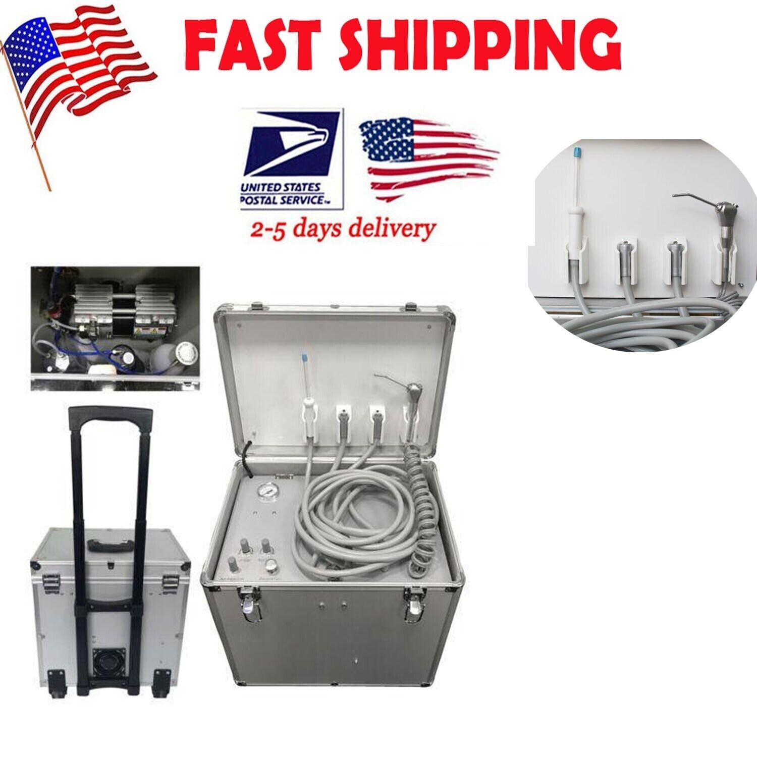 Brand-newDental Mobile Rolling Case Delivery Unit 4 HOLES Air ...