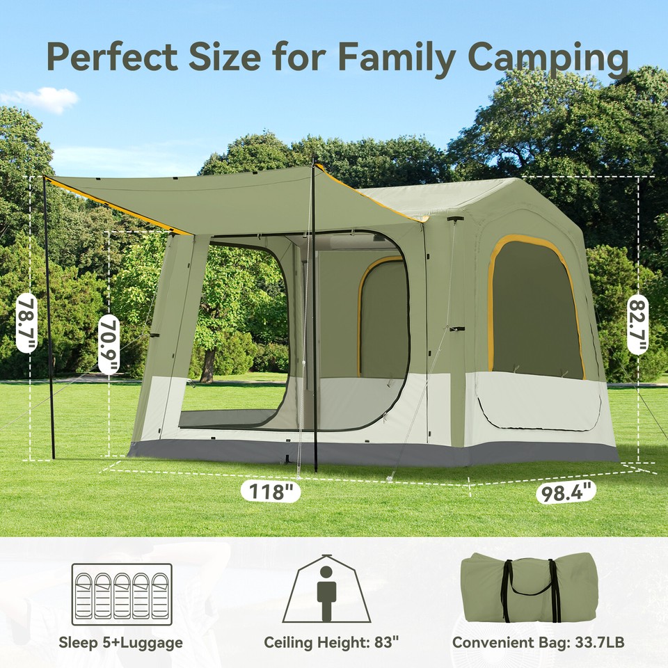 SLSY Inflatable Camping Tent Blow Up Tent 6 Person SUV Tent Waterproof ...