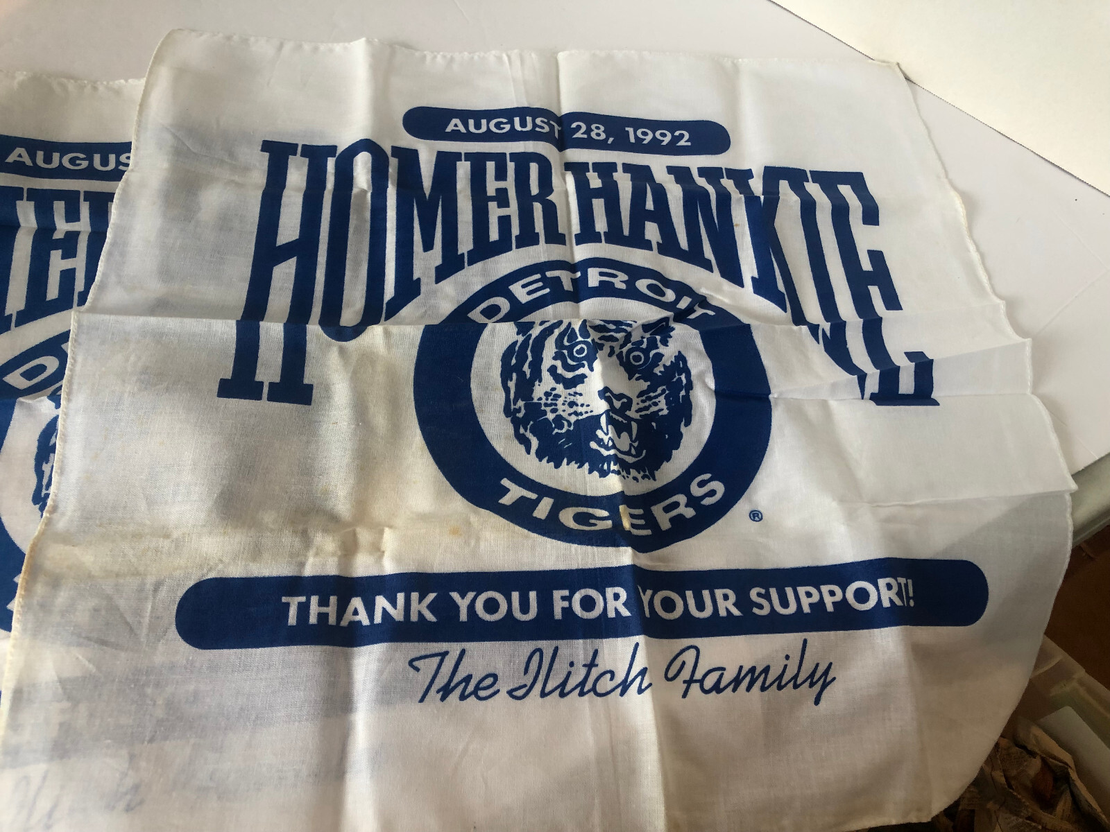 LOT of 2 1992 DETROIT TIGERS "HOMER HANKIE" SOUVENIR BANDANAS ILITCH ...