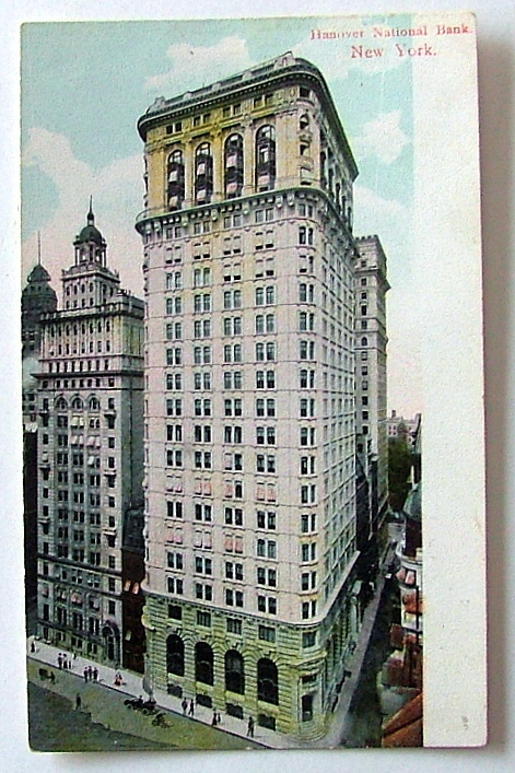 POSTCARD HANOVER NATIONAL BANK BUILDING NEW YORK CITY NEW YORK #61vc | eBay