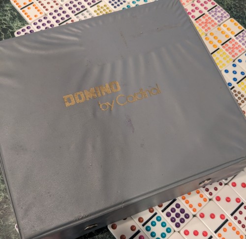 DOMINOES by CARDINAL, DOUBLE 18 EIGHTEEN SET W/CASE, MISSING 1 DOMINO 3 ...