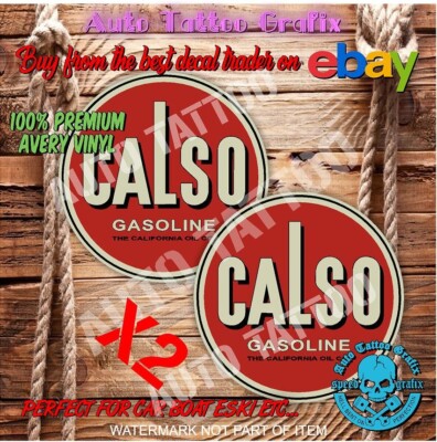 CALSO GASOLINE Decal Sticker X2 Retro Motorsport Man Cave Stickers ...