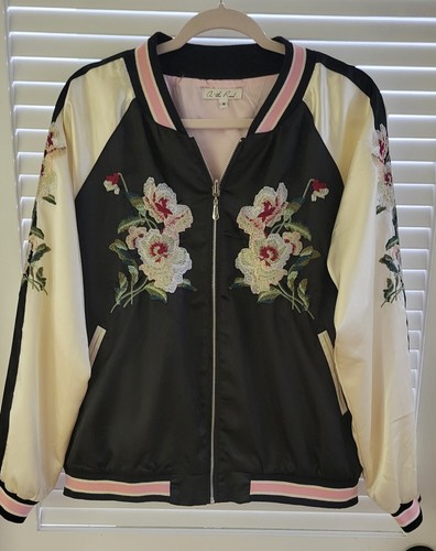 Vintage Ladies Satin Jacket Embroidered Reversible Size M | eBay