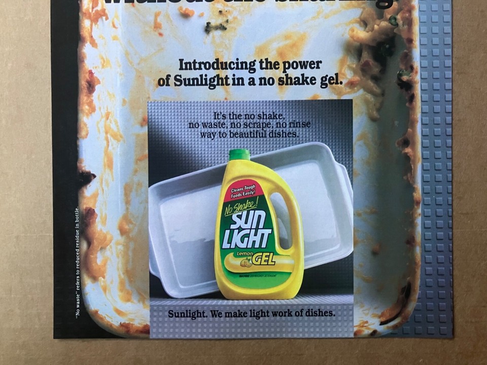 1992 Sun Light Lemon Gel "Now, clean the baking..." Print Ad, 7 7/8"x10 ...