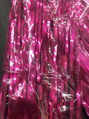 Metallic Fringe Table Skirt Party Decoration 29 in. x 14ft. Magenta Hot ...