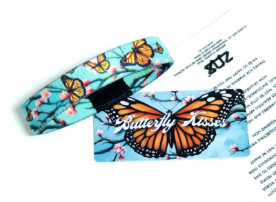 Zox **BUTTERFLY KISSES** Silver Single Large Band w/Card NIP Monarch ...