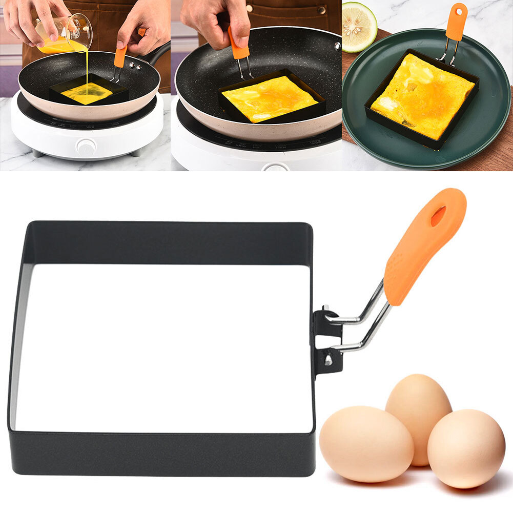 3.9 in 1/2 Pcs Egg Ring Square Egg Ring Non-stick Egg Cooker Ring for ...