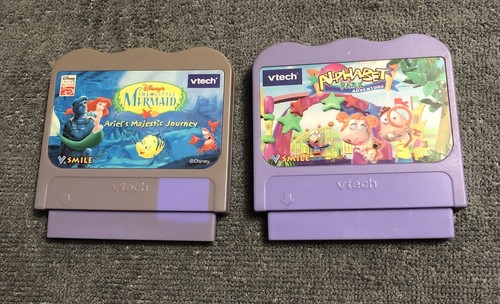 (2) Vtech VSmile V.Smile Learning Game Cartridges Disney Little Mermaid ...