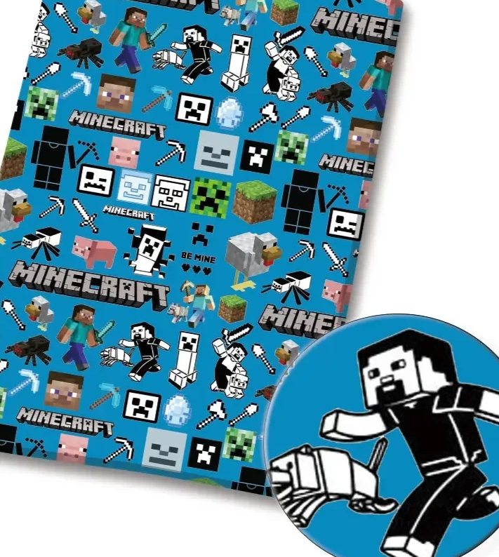 Minecraft Game blocks character polycotton Fabric Half Yard (18” x 55 ...