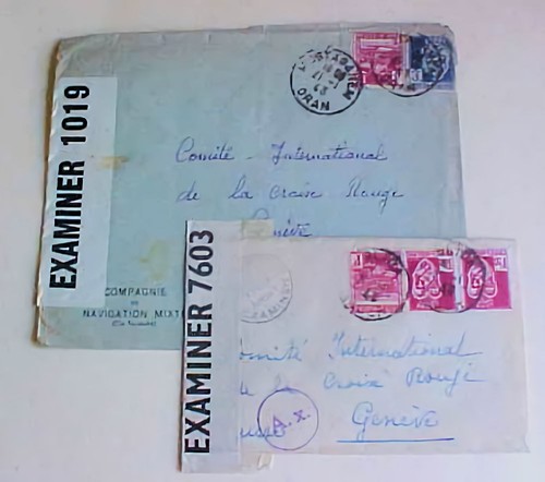 ALGERIA POW RED CROSS GENEVA CENSOR COVERS ORAN 2 DIFF. | eBay