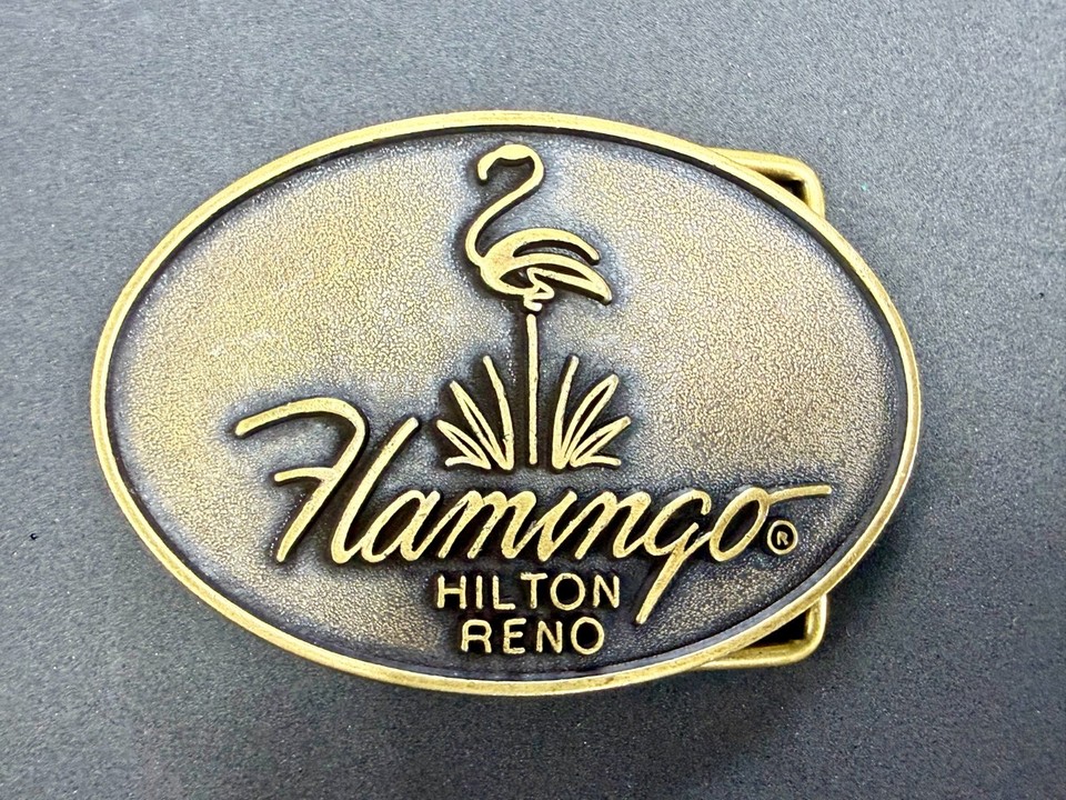Flamingo Hilton Reno Hotel Casino Promotional Brass Tone Vintage Belt ...