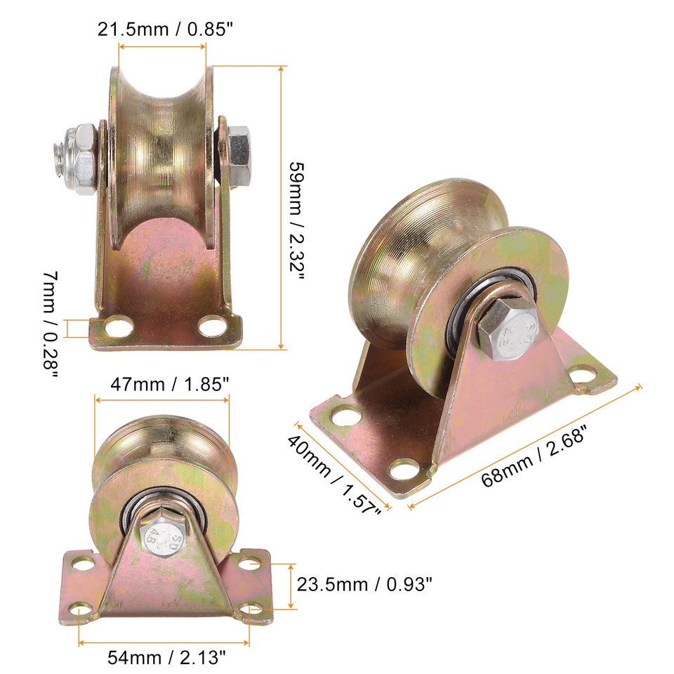 4pcs U Groove Caster 1.85" U-Shaped Sliding Gate Wheel for Inverted ...