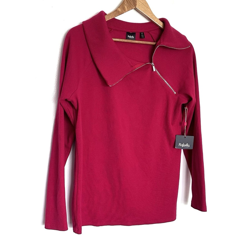 NWT Rafaella Shirt Women’s Large Red Long Sleeve Solid Top | eBay