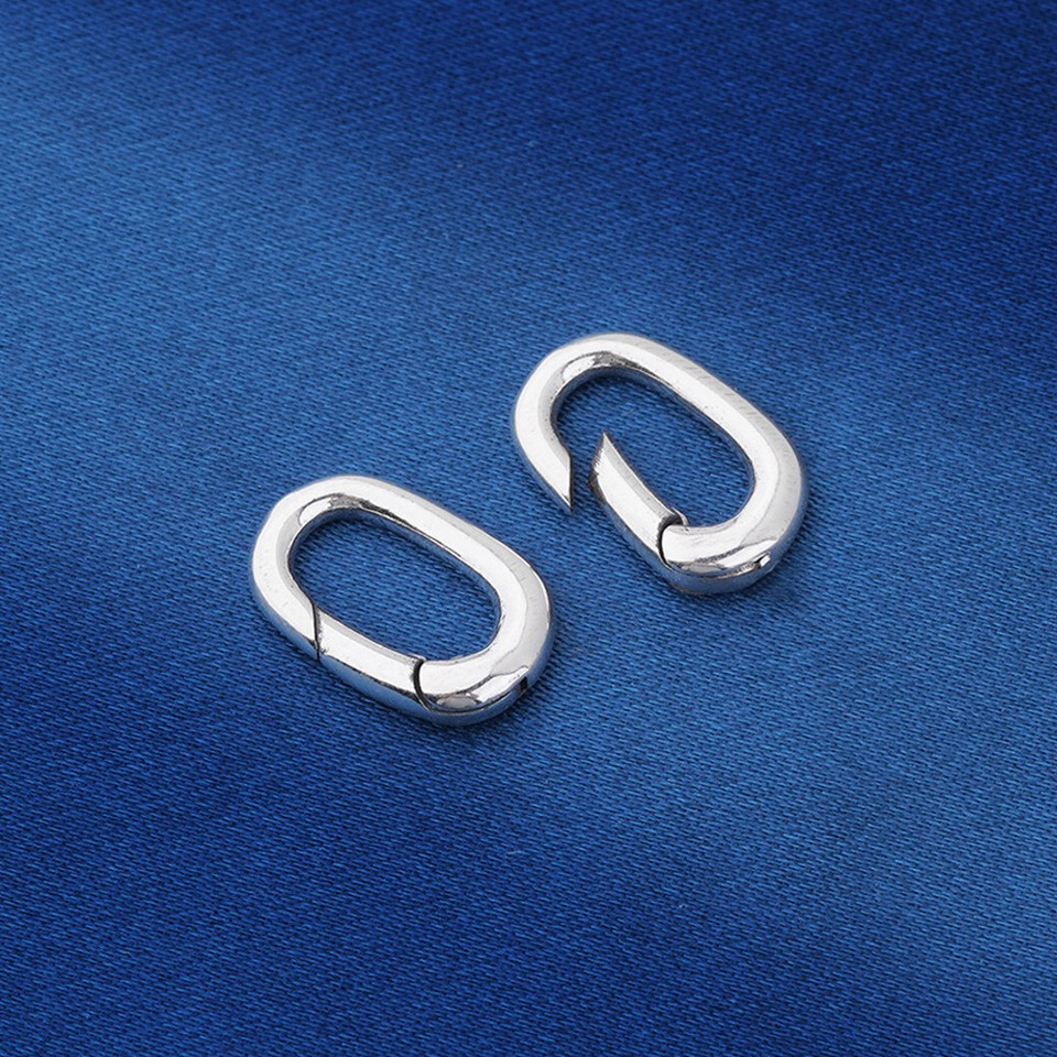 STERLING SILVER 925 Oval Shortener Enhancer Clasp Pendant Hinged Bail ...