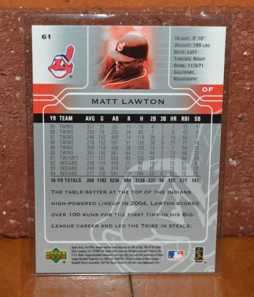 UD FIRST PITCH BASEBALL CARD 2005 PACK TO PENNY SLEEVE INDIANS MATT ...
