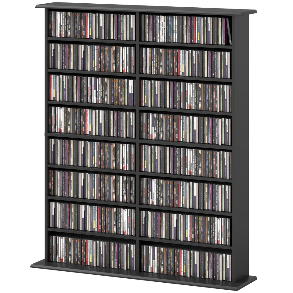 HOMCOM CD Storage Unit DVD Tower Blu-ray Storage Shelf for Office ...