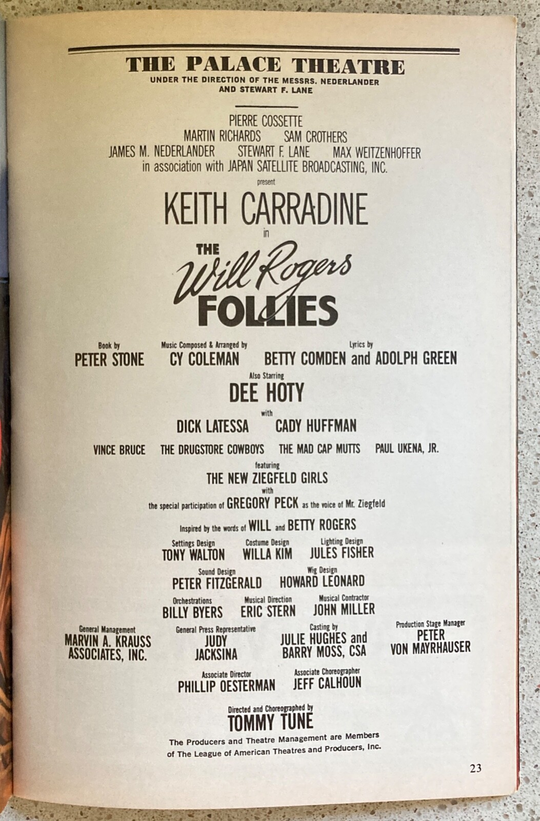 Playbill The Will Rogers Follies Keith Carradine Dee Hoty Cady Huffman Broadway | eBay
