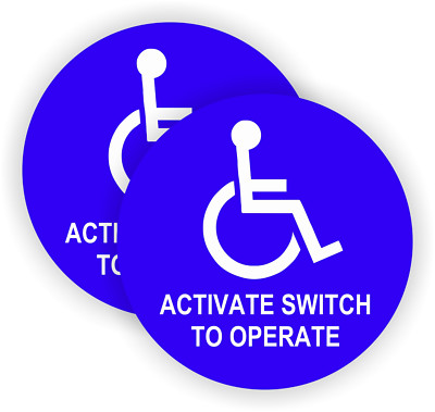 ACTIVATE SWITCH TO OPERATE Handicap Vinyl Door Decals Stickers Labels ...