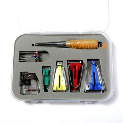Binding Snap On Foot Bias Tape Maker Awl Pins Kit For Sewing Quilt | eBay