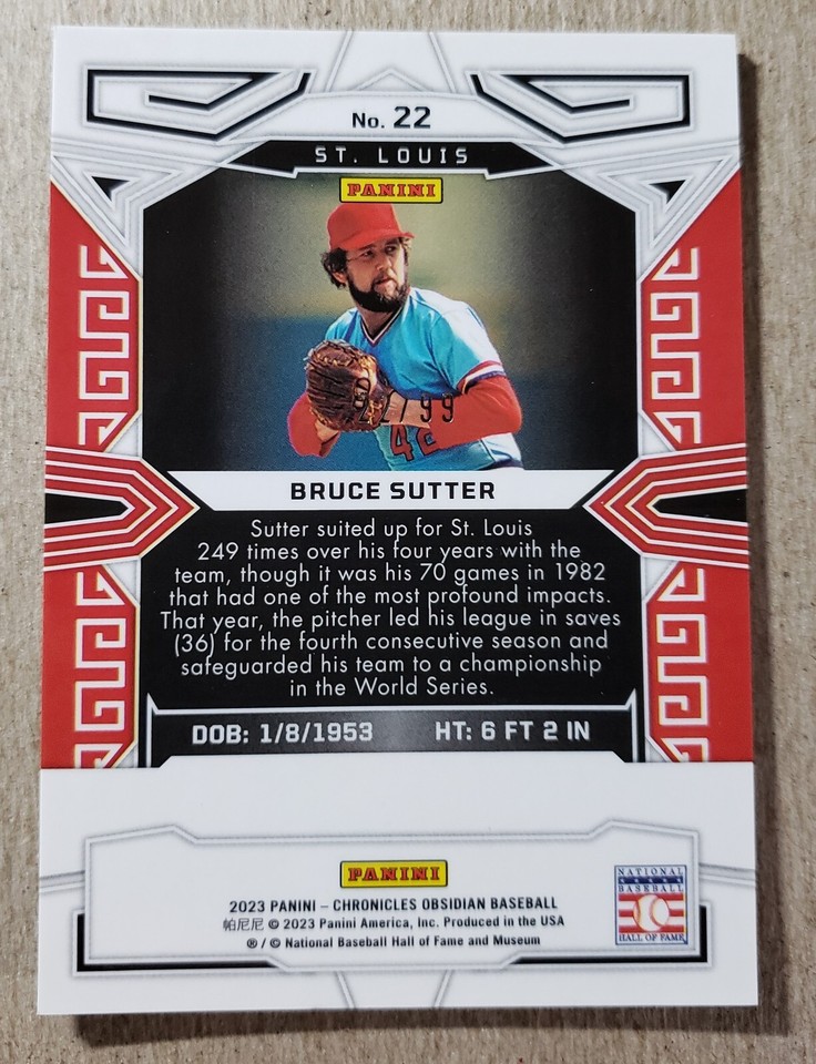 2023 Panini Chronicles Obsidian Carolina Blue Etch Bruce Sutter /99 ...