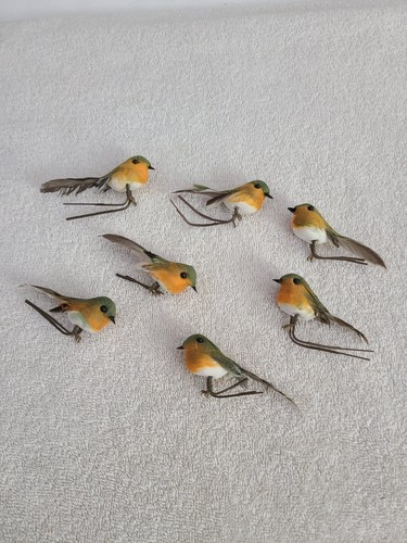 7 ARTIFICIAL FEATHER ROBIN BIRD FLOWER PICK/DECOR MINIS | eBay