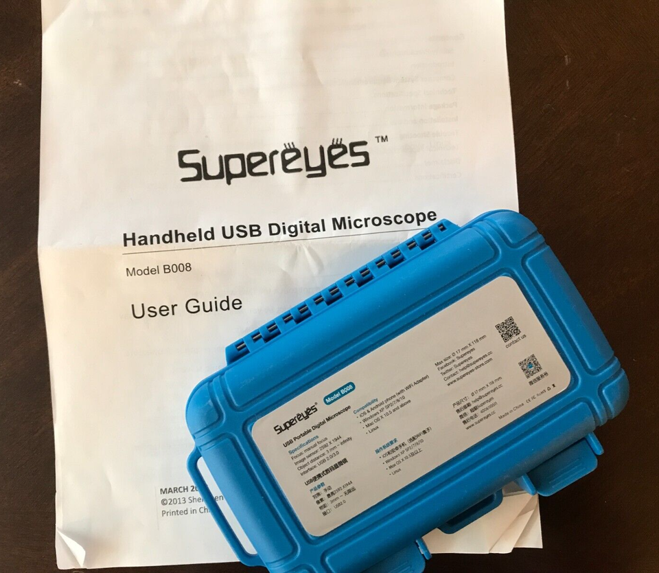 Supereyes B008 Digital Microscope 1-500X USB HandHeld Portable Boxed ...