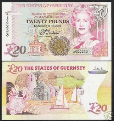 GUERNSEY 20 POUNDS P58 A 1996 LOW # QUEEN UNC SAIL BOAT CONCERT MONEY ...