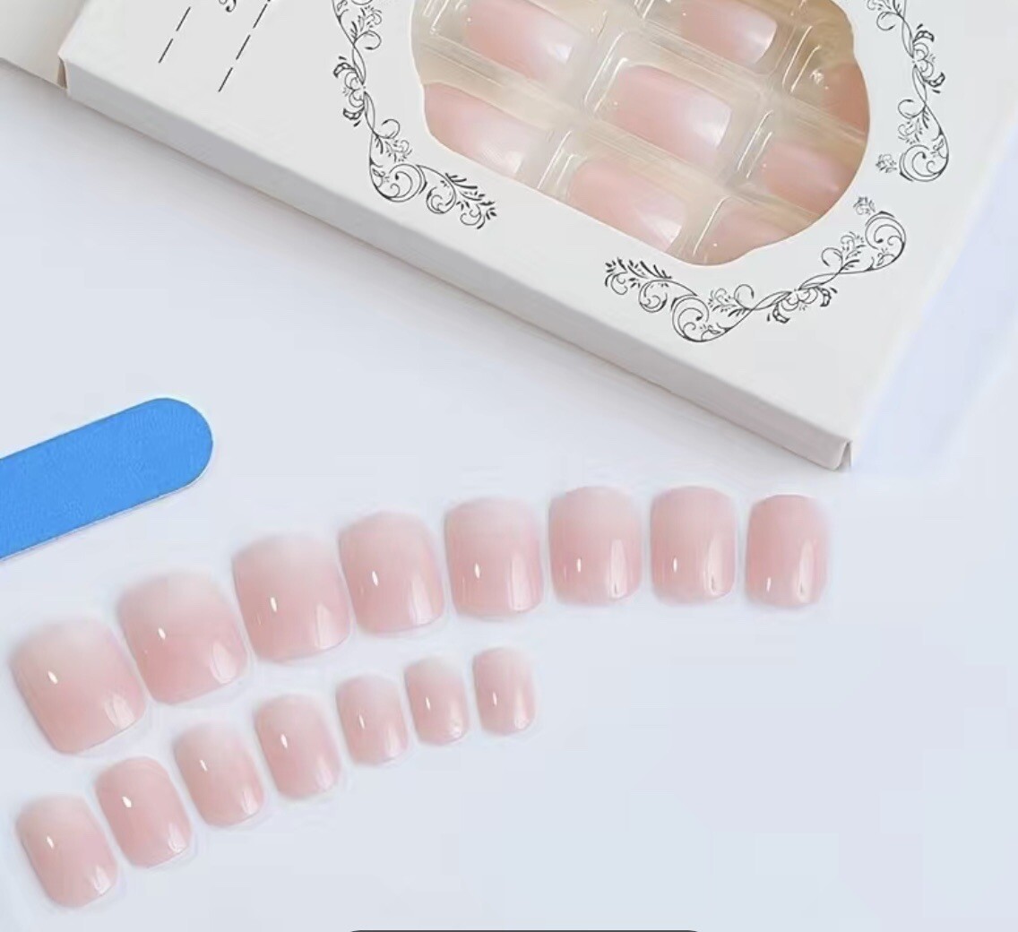 24x Short Square False Nails French Manicure Fake Tips Press On Full ...