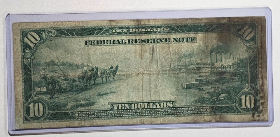 1913 $10 MISSOURI US Federal Reserve Note Large Note Blue Seal (2376 ...
