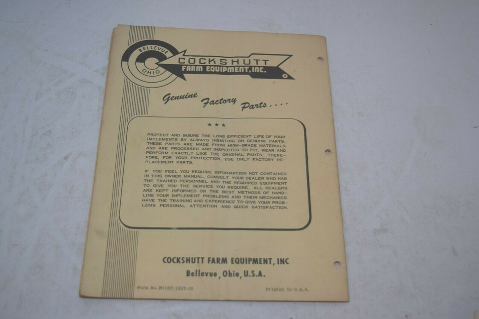 Vintage Cockshutt Black Hawk Two Row Trailing Planter Owner's Manual | eBay