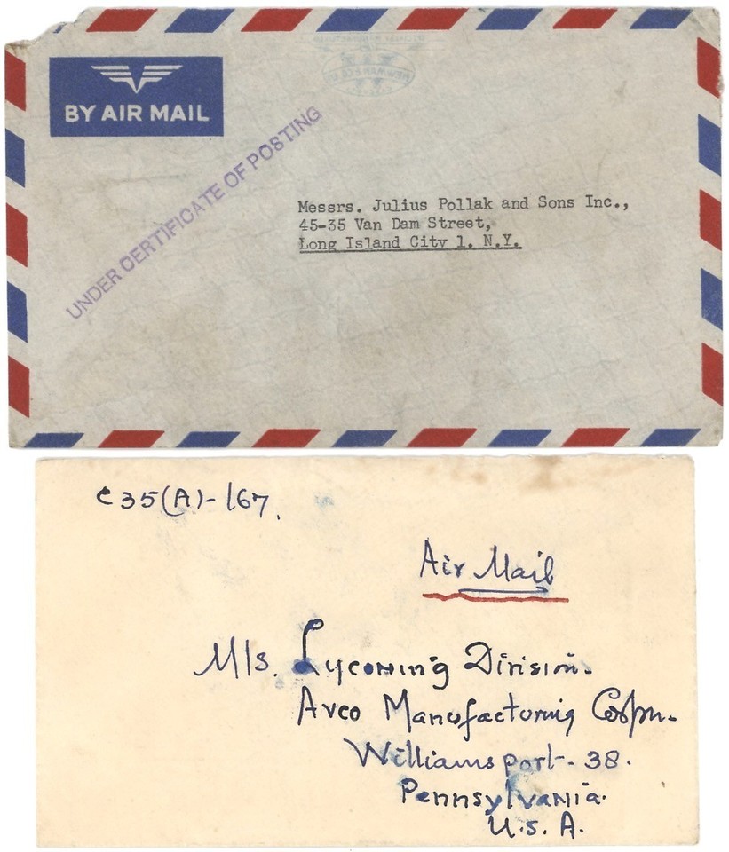 India 1953 & 1956 Air Covers w/Eight Each of 1a &2a or 12 Copies of 2a ...