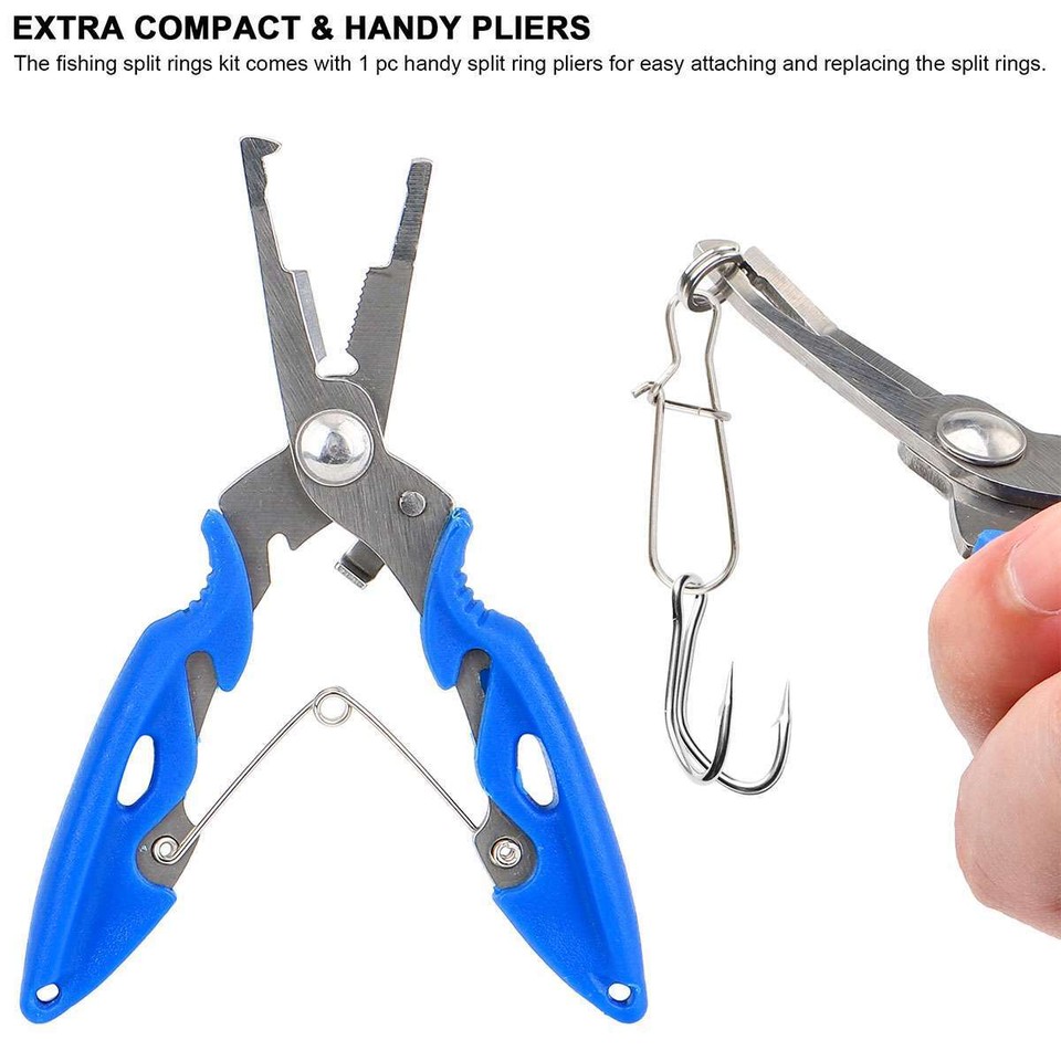 200x Stainless Steel Fishing Lures Split Rings 5 Size For Fish Snap Connector | eBay