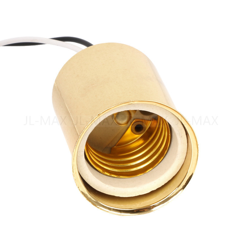 E27 Ceramic Screw Metal Shell Lamp Socket Light Bulb Base Holder Gold ...