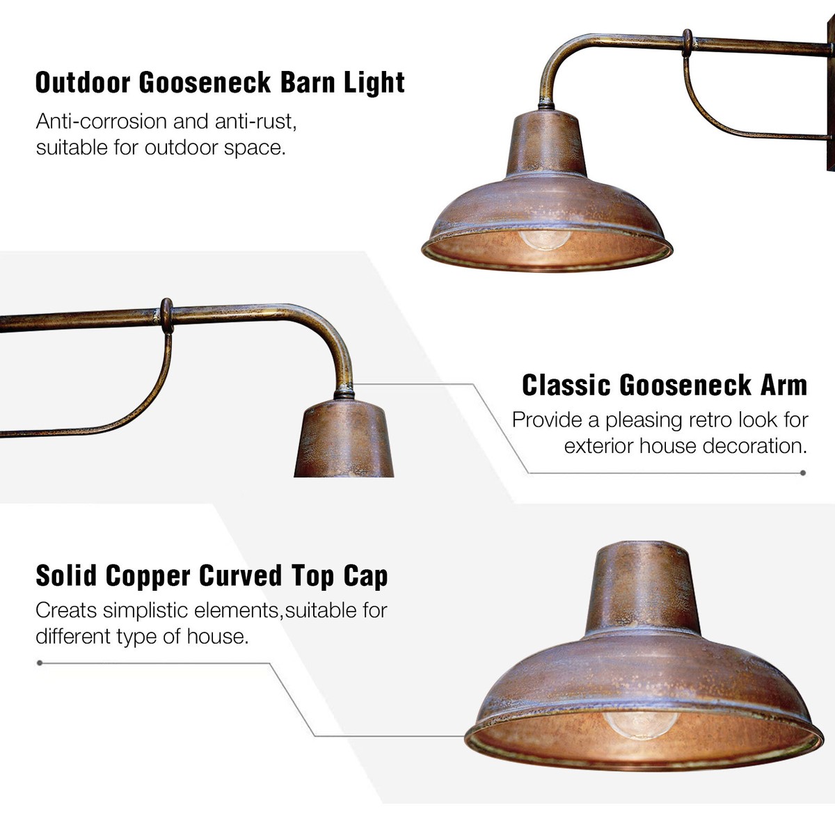 Copper Gooseneck Lighting Outdoor Wall