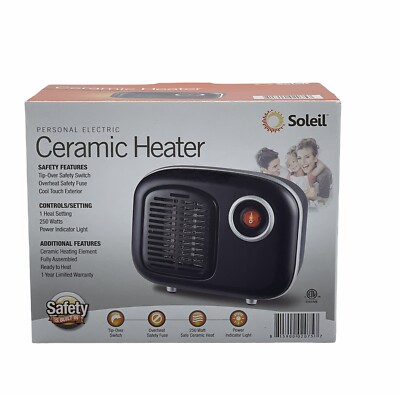 Soleil MH-08B 250 Watt Personal Electric Ceramic Space Desktop Heater ...