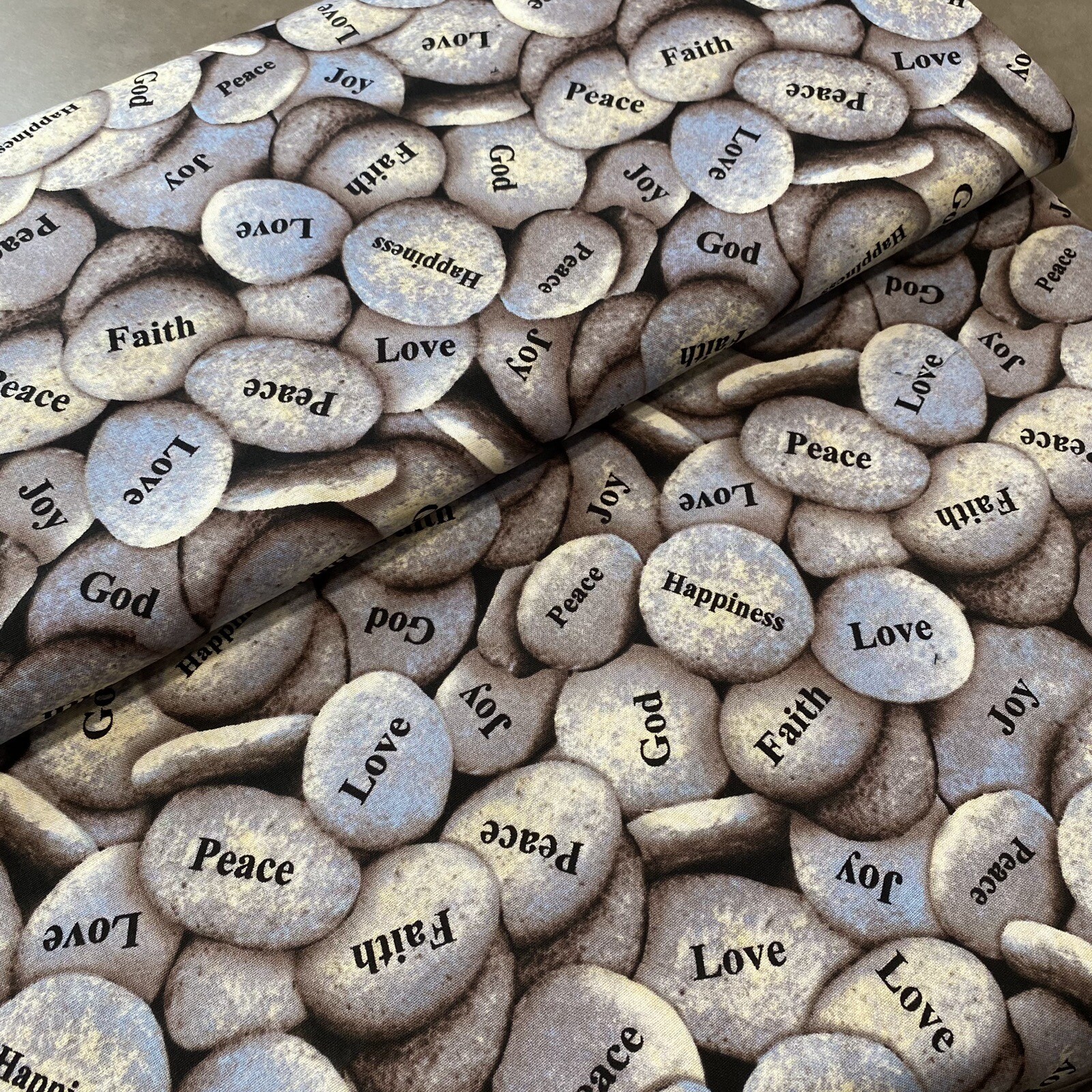 Christian Inspirational Word Stones Religious Cotton Fabric Sold By The ...
