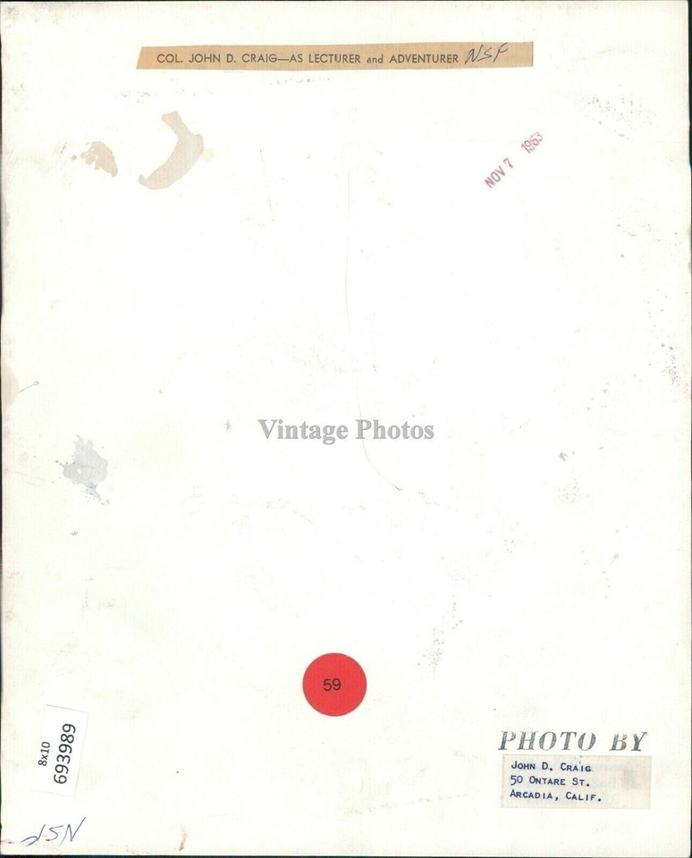 1963 Business Colonel John D Craig Lecturer Adventurer Arcadia 8X10 ...