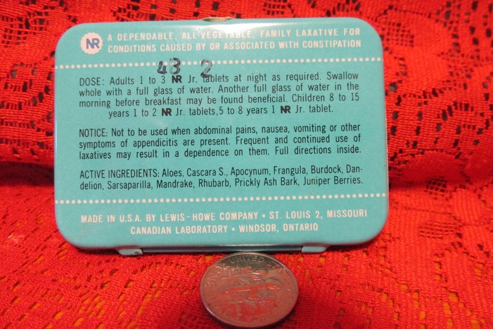 Vintage NR Juniors Nature's Remedy All Vegetable Laxative Tablets Tin ...