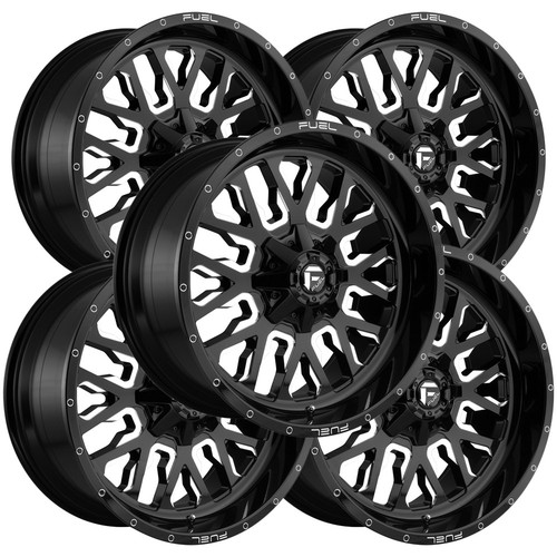 (5) Fuel D611 Stroke 20x10 6x135/6x5.5" -19mm Black/Milled Wheels Rims ...