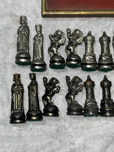 Metal Medieval Style Antique Chess Set With Gold, White, Red Hard ...