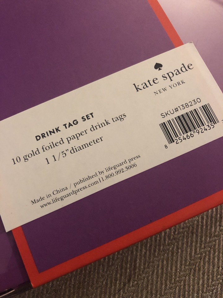 Kate Spade Drink Tag Set | eBay