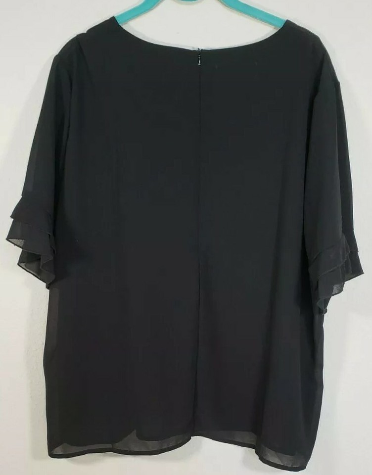 Llys Black short Ruffle Sleeve Sheer Top size 5x. K | eBay