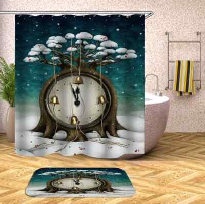 Bells On Clocks 3D Shower Curtain Polyester Bathroom Decor Waterproof ...