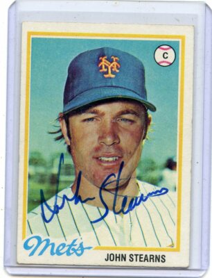 1978 TOPPS BASEBALL #334 JOHN STEARNS AUTOGRAPH, NEW YORK METS 070519 ...