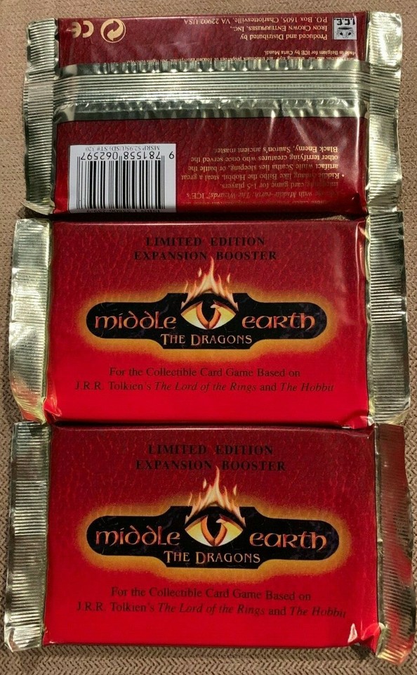 Middle Earth CCG "The Dragons" Booster Pack Lot (x3) Factory Sealed ...