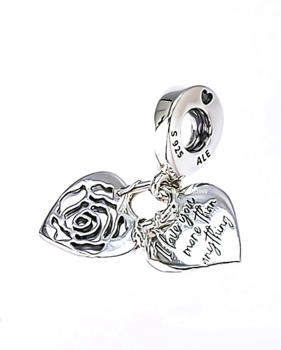 New 100% Authentic PANDORA 925 Ale Rose Heart Padlock Dangle Charm ...
