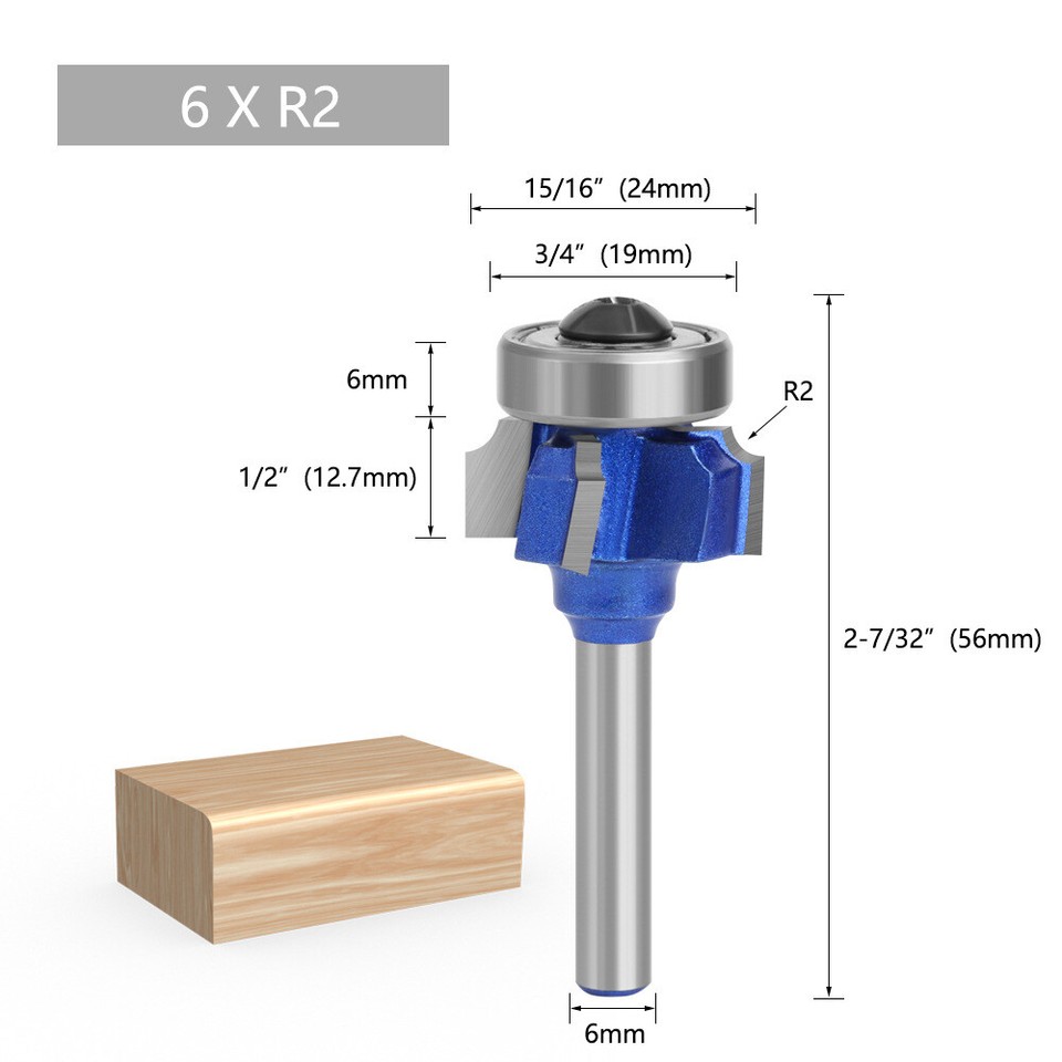 Round Over Edge Profile Router Bit 1/2/3mm Radius, 6/8mm 1/4 Shank | eBay